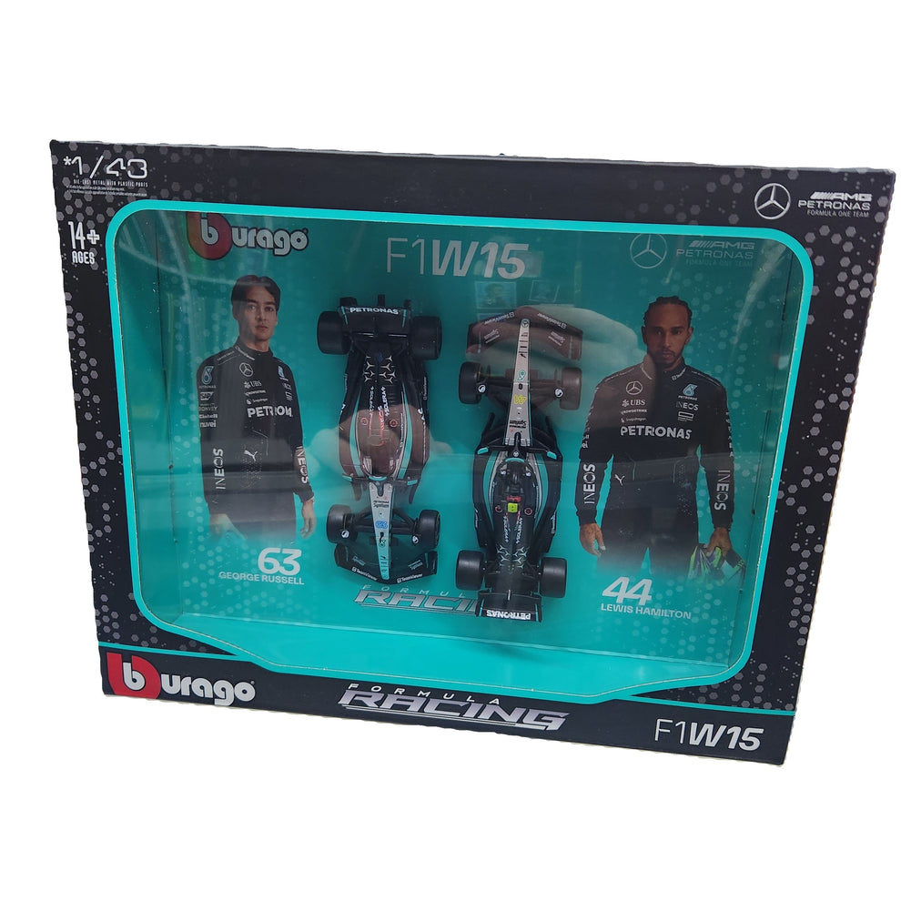 Bburago - 2024 Mercedes-AMG F1 W15 (2 Car Gift Pack) - 1:43 Scale ...